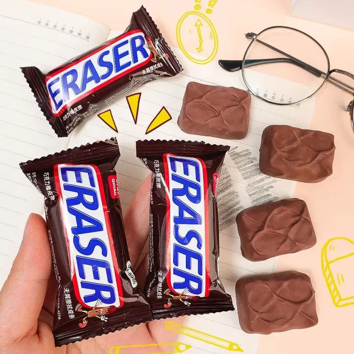 01 Bar/Pc Stationery Novelty Chocolate Eraser Cute Kawaii Wiping Eraser ...