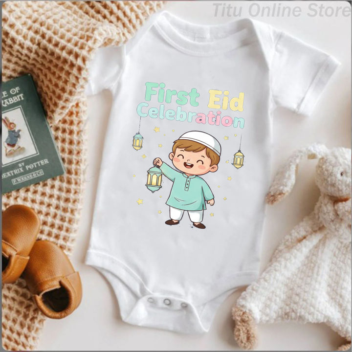 Customized Baby Romper Half Sleeves First Eid Celebration Printed E5 ...