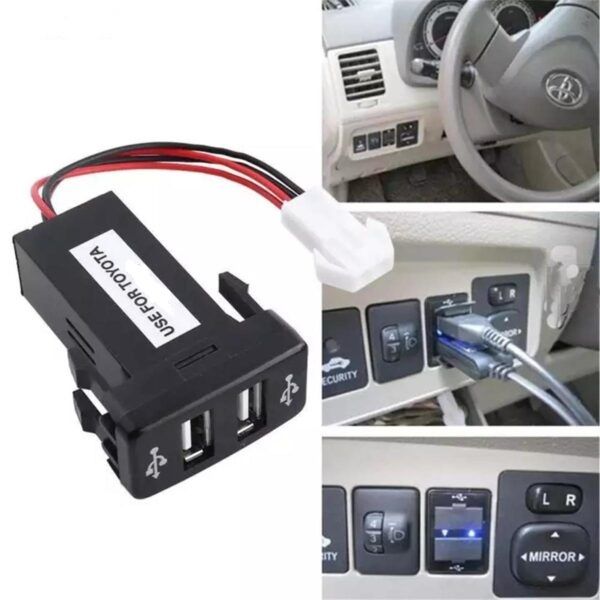 Dual USB Ports Dashboard Mount Fast Charger 5V for Toyota Car | Daraz.pk