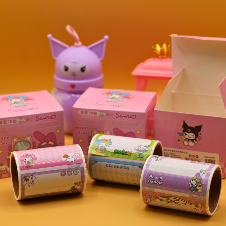 Sanrio Sticky Notes Roll 40 Sheets Kuromi Cinnamoroll My Melody Kawaii ...