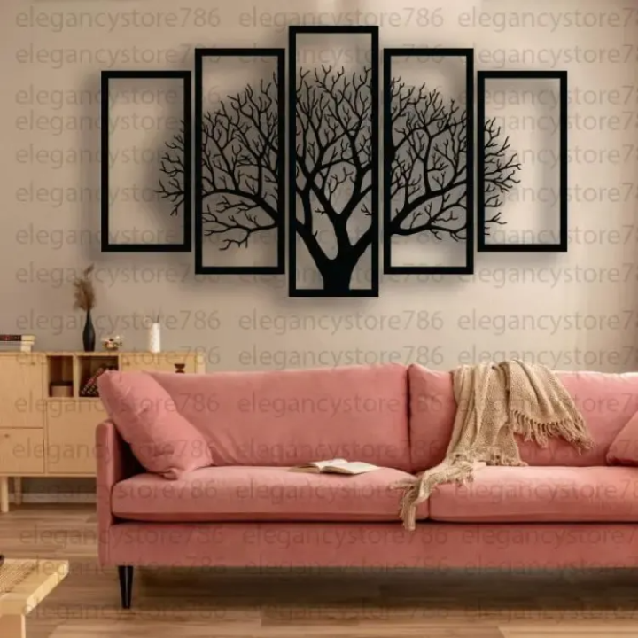 SARTE Vintage 5 Frame Tree Panels 3D Wooden Wall Decor | 3d DIY Design ...