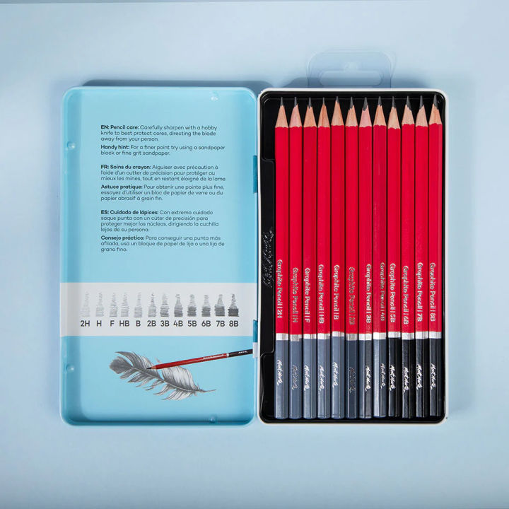 Graphite Pencils Signature Set – 12 Pcs (2H to 8B) for Sketching ...