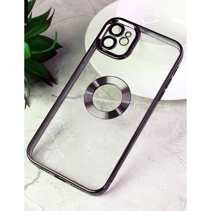 iPhone 11 Cover - Soft Color Borders Logo Hole With Camera Protection ...
