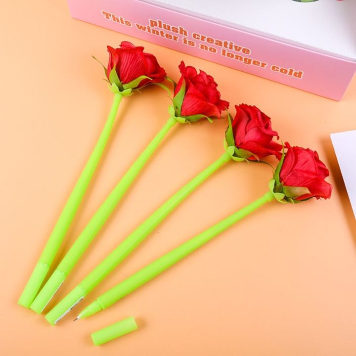Cute Simulation Rose Flower Artificial Rose Pens Signing Writing ...