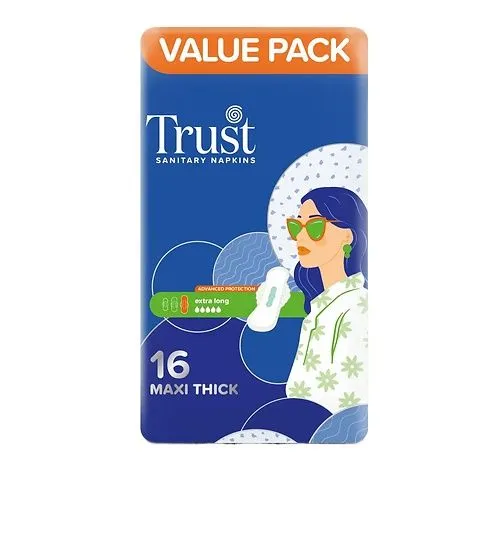 Trust Maxi Thick Sanitary Napkins - 16 Extra Long Pads for Heavy Flow ...