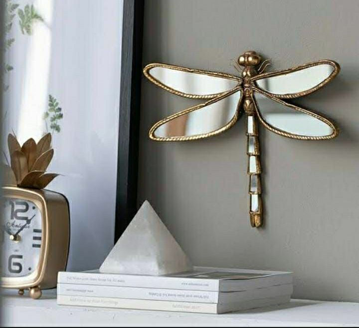 3 PCS Dragonfly Mirror Metal Wall Decoration - Retro Insect Wing Design ...