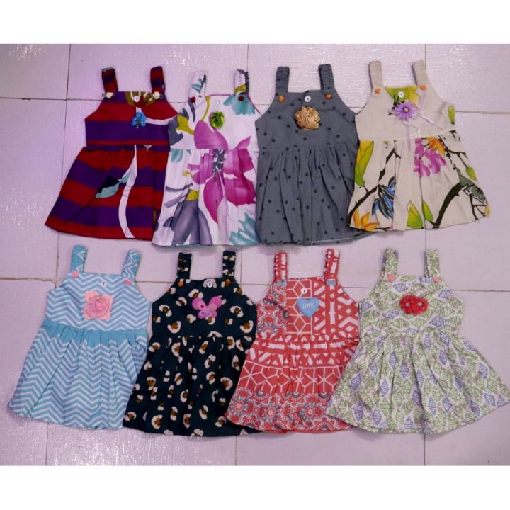 Pack Of 4 - Cotton Printed Summer Baby Frocks - Multicolor | Daraz.pk