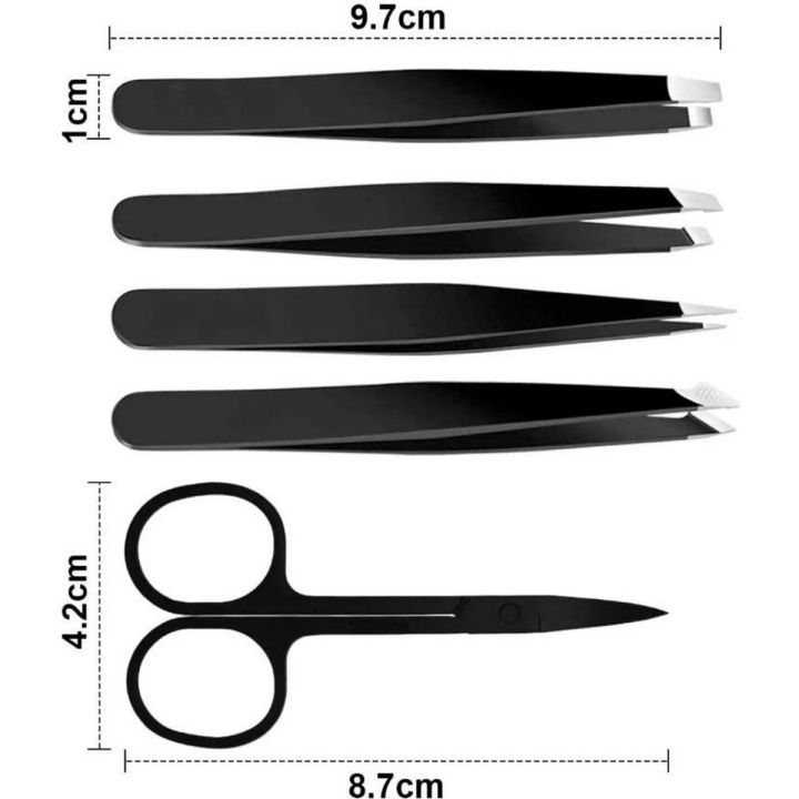 Tweezers Set for Eyebrows - Professional Stainless Steel Slant, Point ...