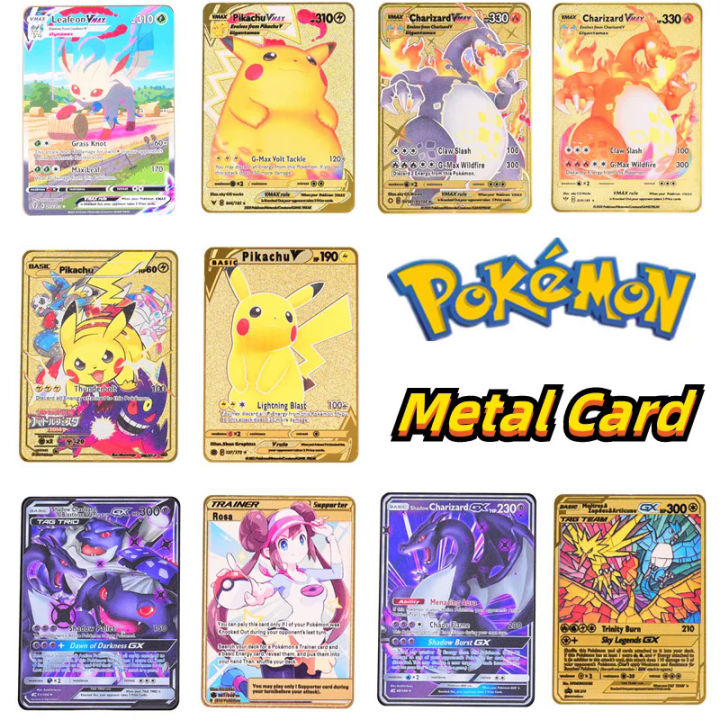 Pokemon metal card PTCG battle rare props birthday gift Pikachu ...