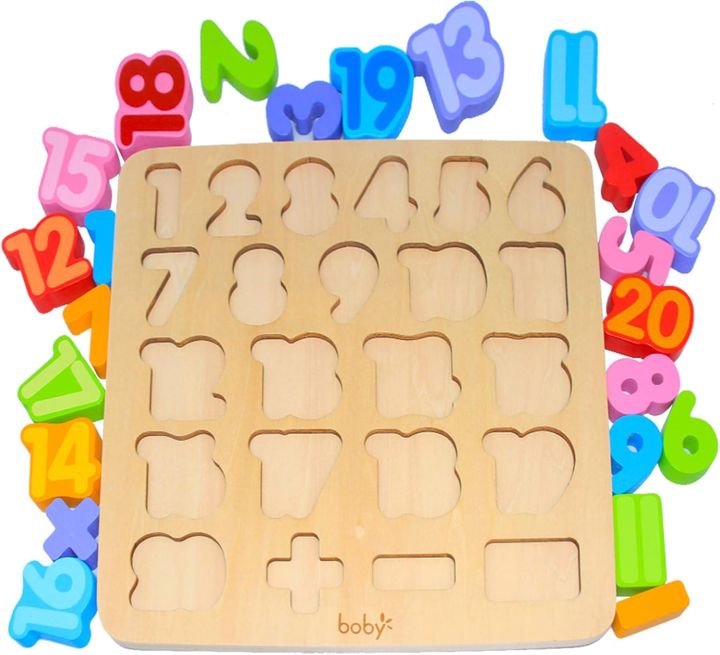 Wooden Number Puzzle Toys, ABC Letter & Number Puzzle for Toddlers 1 2 ...