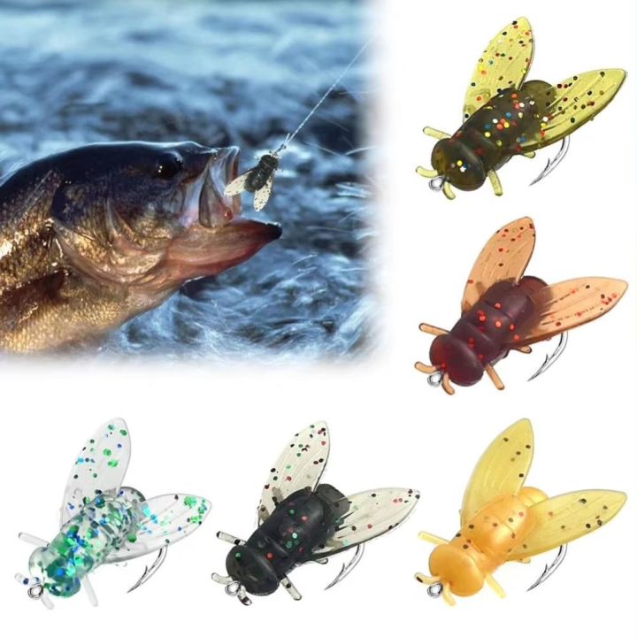 20PCS Portable PVC Bionic Fly Fishing Bait Spinner Swim Baits Fly ...