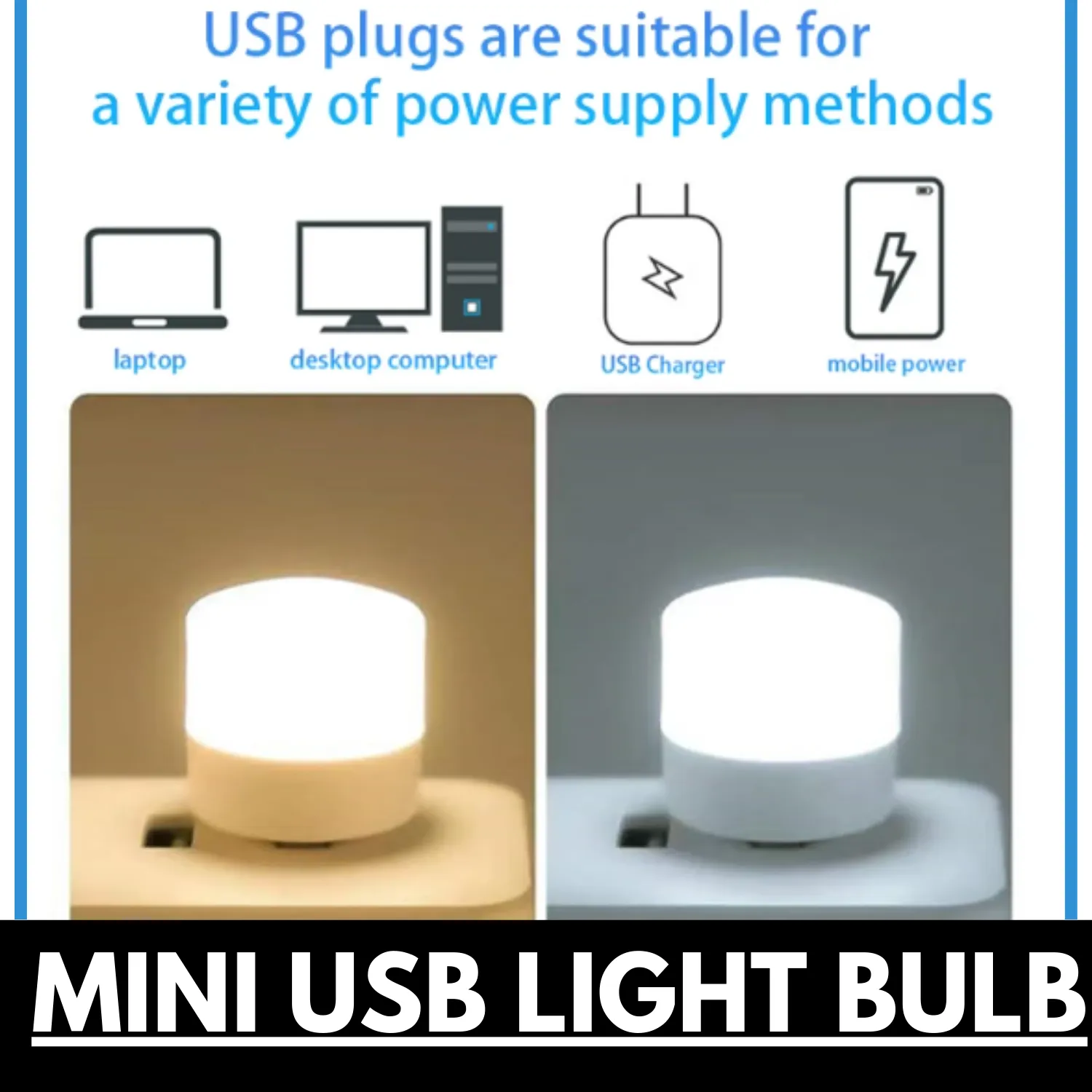 Portable Mini USB Led Night Light Bulbs | White & Warm | Ambient lighting Bulbs | Universal for ...