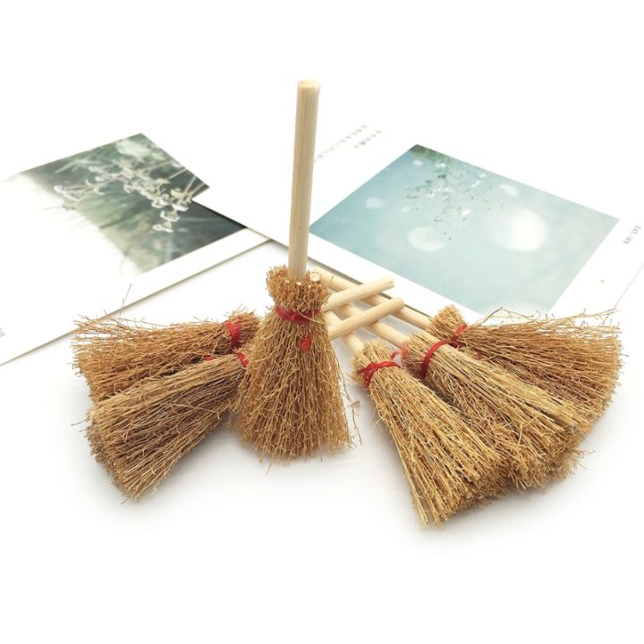10Pcs Mini Broom Rope Straw Brooms Halloween Party Costume Witch Broom ...