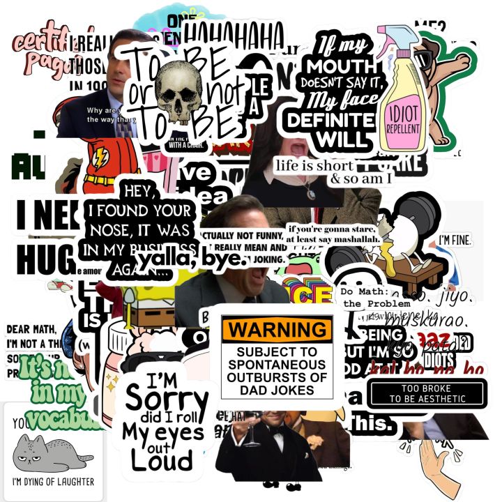 Random Mix Funny Sticker Pack (20/40/60/80/100 Pcs) 2 Inch Premium ...