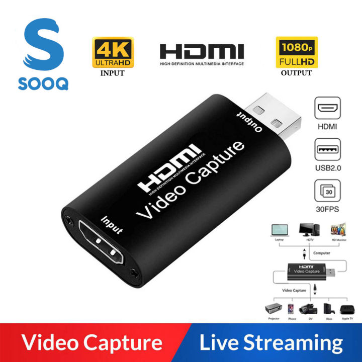 HDMI Video Capture USB Card - 4K - 30fps - For Cameras, Games, Computer ...