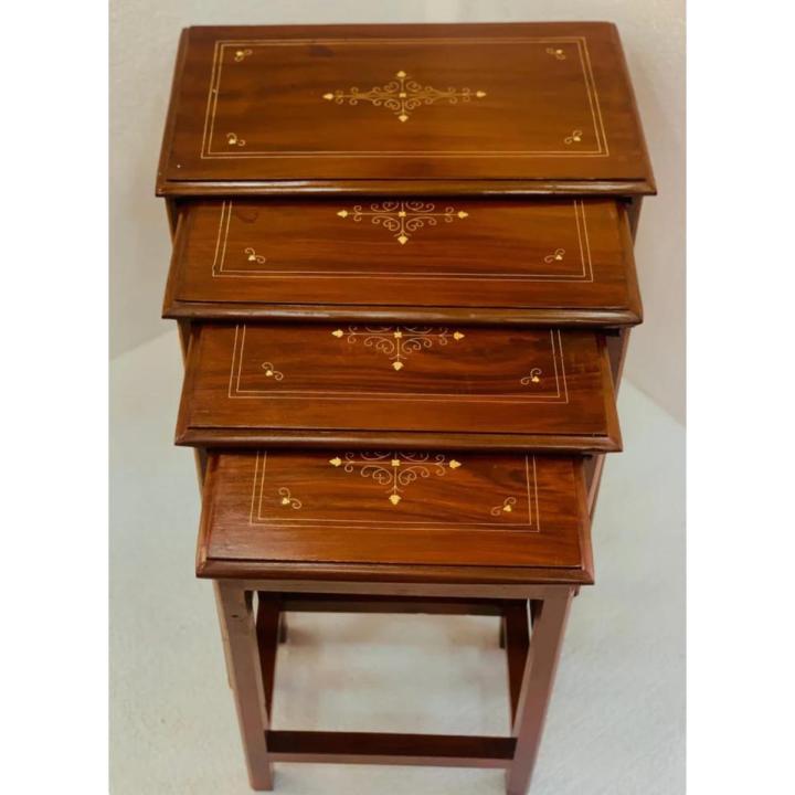 Wooden Table set Chinyoti Solid Sheesham Wood Nesting Tables (Set of 4 ...