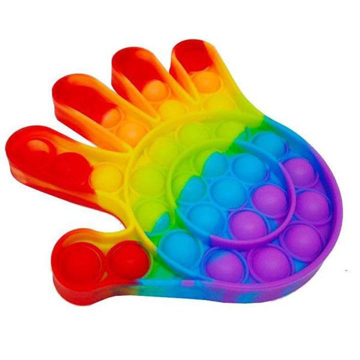 Hand Shape Pop it Fidget Toy Push Pop Bubble Stress Reliever Rainbow ...