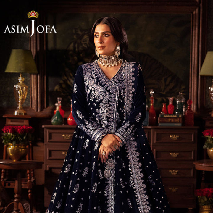Asim Jofa 3 Piece Unstithced Fabric for Women Makhmal - Wedding Velvet ...