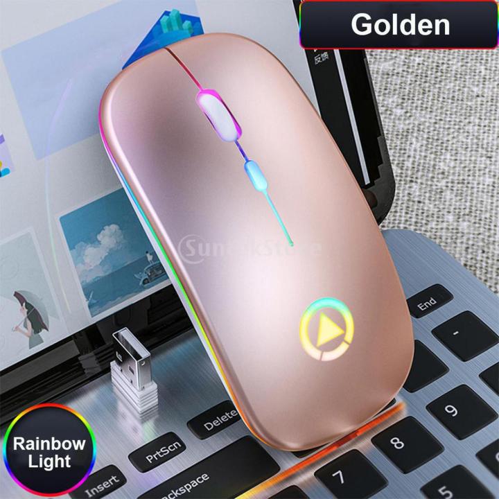 【HOT 2.4G Silent Wireless Mouse 1600DPI RGB LED Backlit Rechargeable ...