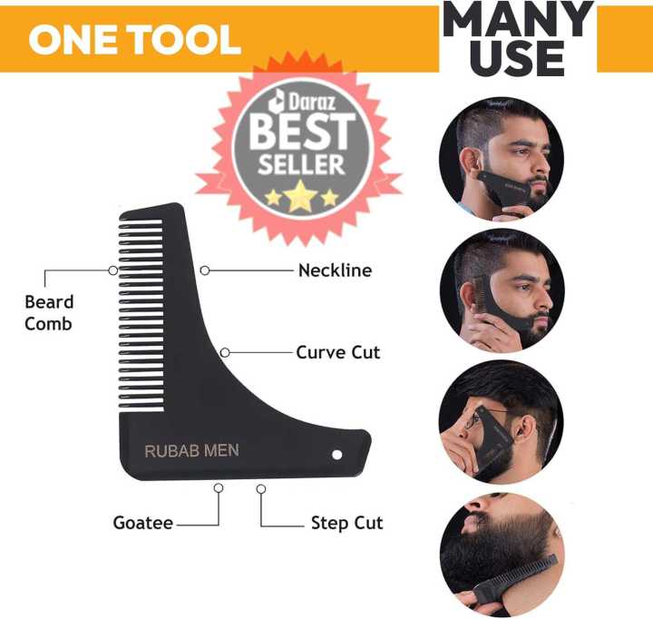 Beard Grooming Beard Shaper Tool 3-in-1 Daily Styling Set for Men, Comb ...