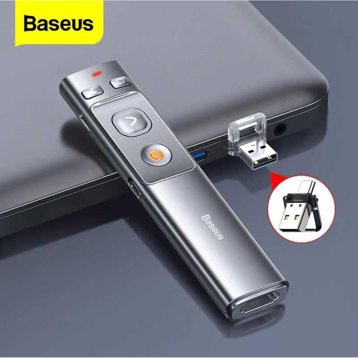 Baseus Wireless Presenter 2.4GHz USB Type C Laser Pointer RF Remote Control Presenter Pen For ...