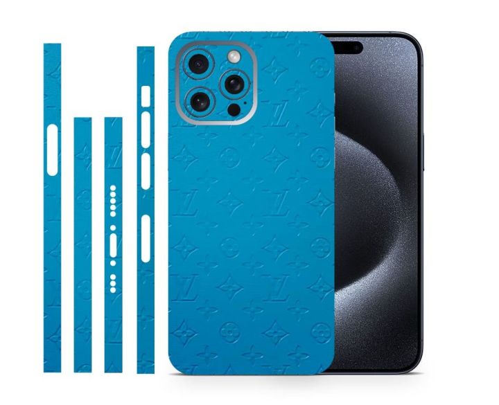 Embossed Suede Leather LV BLUE Pattern Back Cover Sticker for Mobile ...