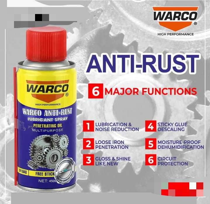 Anti Rust Spray Zang Remover WARCO 100ml Penetrating Oil MULTIPURPOSE ...