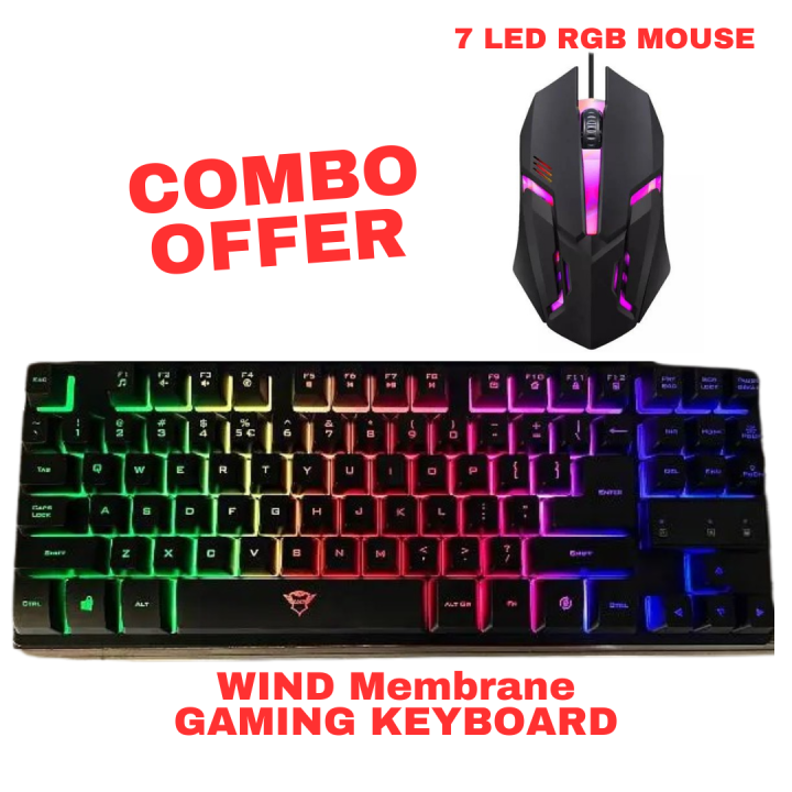 2 in 1Combo ,RGB Wind Membrane Gaming Keyboard and 7-Color LED Wired ...