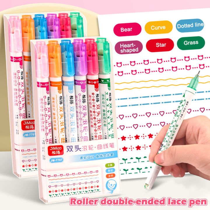 2024 Flower Outline Note Marker Pen Curve Color Pen Handwritten ...
