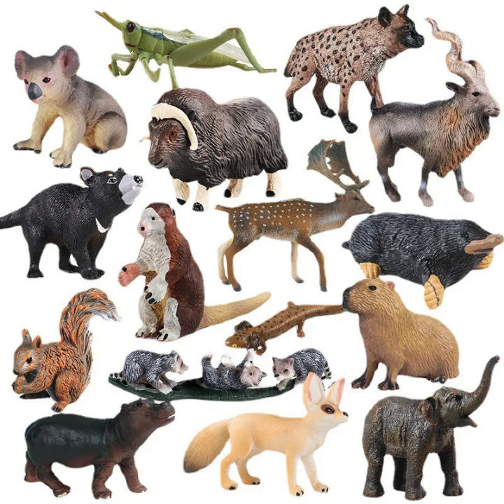 Simulation Forest Wild Animals Figurines Capybara Hyena Musk-ox Model ...