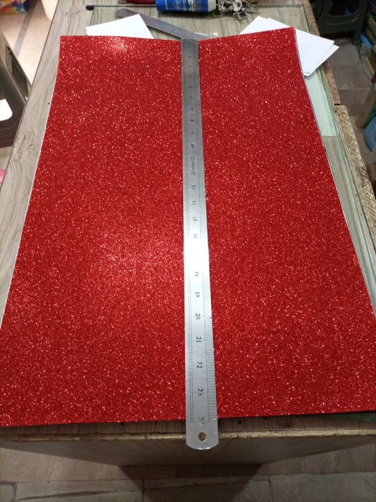 Glitter Fomic Sheet Sticker Large (24 inch X 16 inch) Red Color Pack of ...