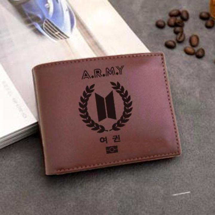 BTS wallet for boys army korean band kpop original leather bifold purse ...