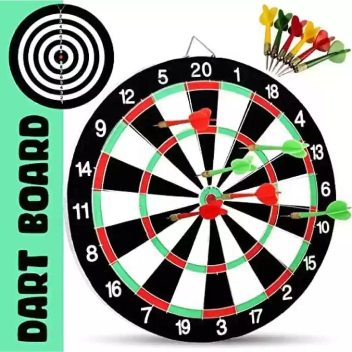 2 in 1 Double Sided Dart Board Game - With 6 Darts - Size 12"/15''/17 ...