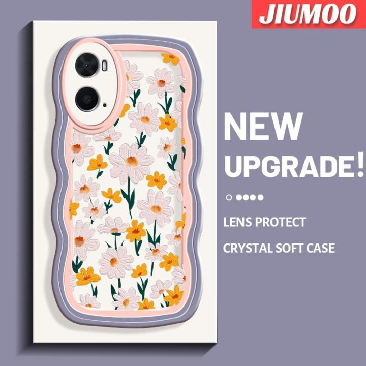 JIUMOO For OPPO A76 A96 A36 Case With Beautiful Flower Pattern Wave ...