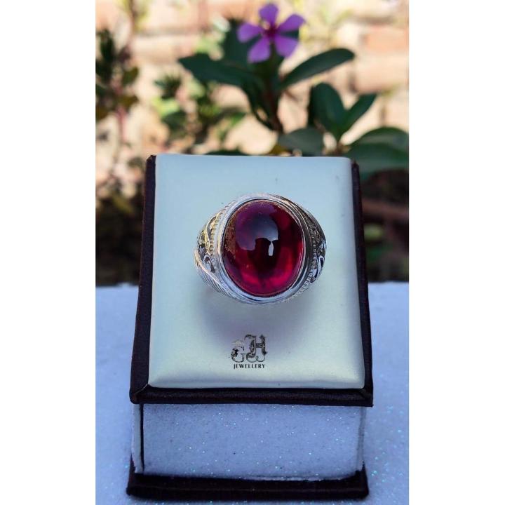 ittalian chandi Ring yaqoot stone | Daraz.pk