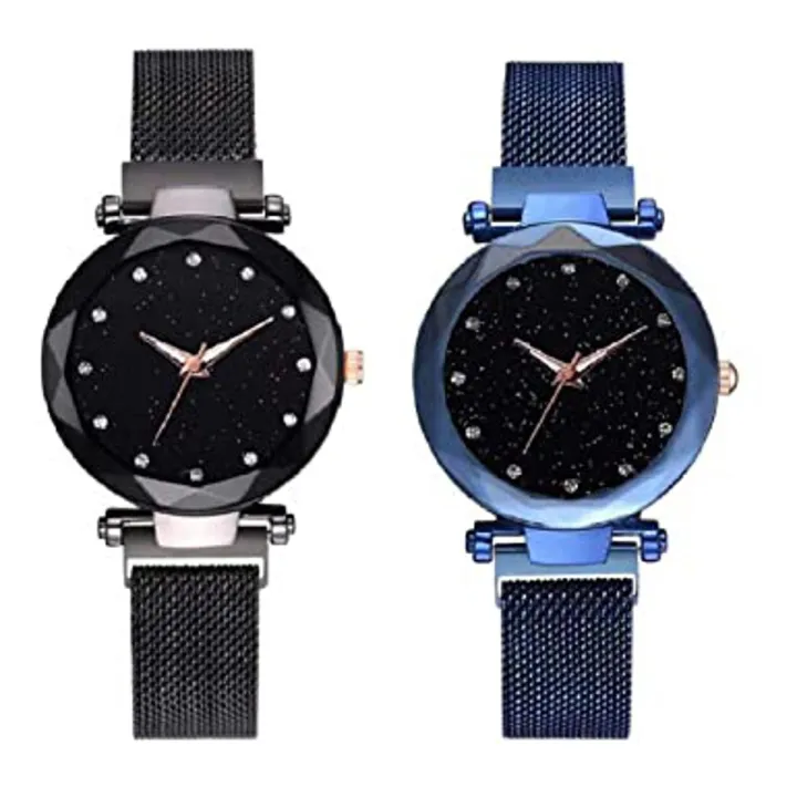 [ 2 Watches ] Stainless Steel Magnetic Strap Ladies Watch – Refractive ...
