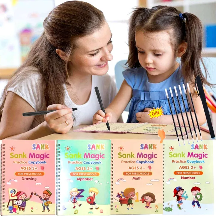 PACK OF 4 MAGIC BOOK Magic Water Book, Water Drawing Book, Reusable ...