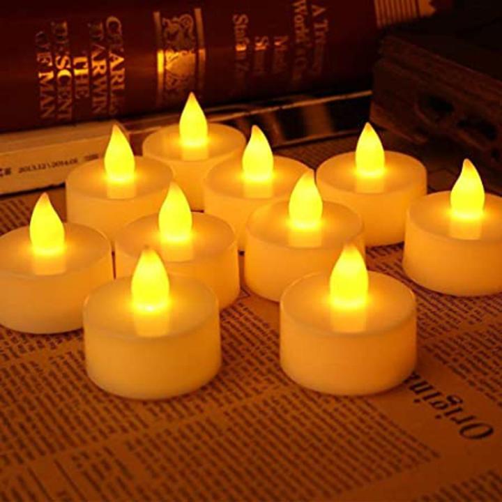 (Pack of 1/3/6/12/24) LED Candle Glowing Tea Light Flameless LED ...