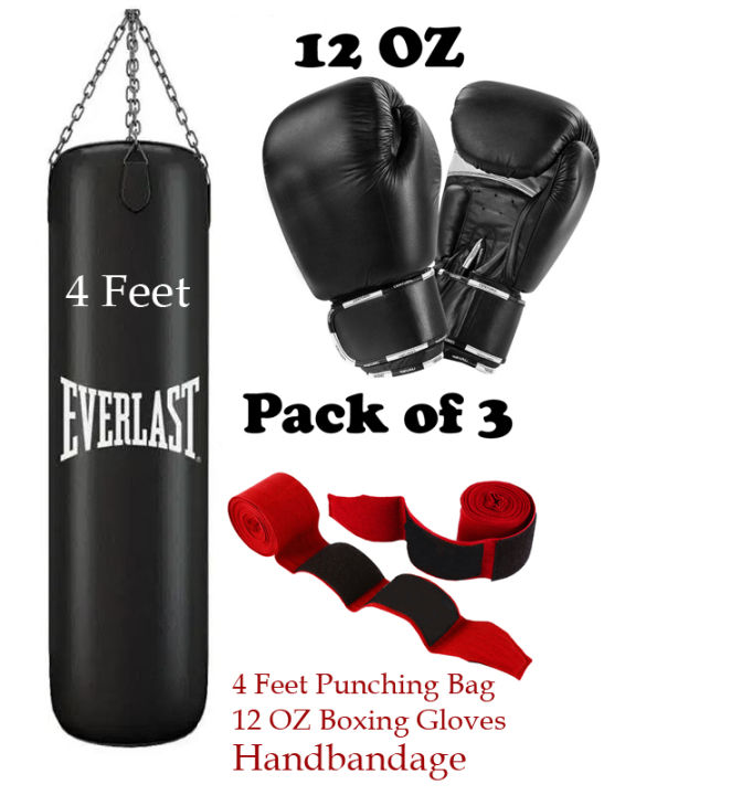 Boxing Bag with chain Boxing Gloves and Hand bandages Wraps Boxing Kit ...