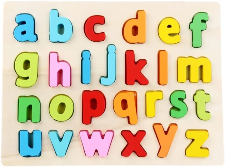 Wooden Alphabet Puzzle ABC Jigsaws Chunky Letters Early Learning Toys ...
