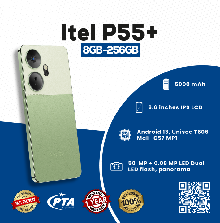 itel P55+, 8GB RAM + 256GB ROM, IPS LCD 6.6 inches Display, 5000 mAh ...