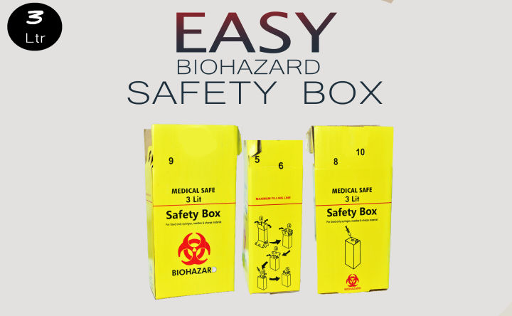 Easy Safety box Medically waste Disposal Biohazard safety Cardboard Box ...