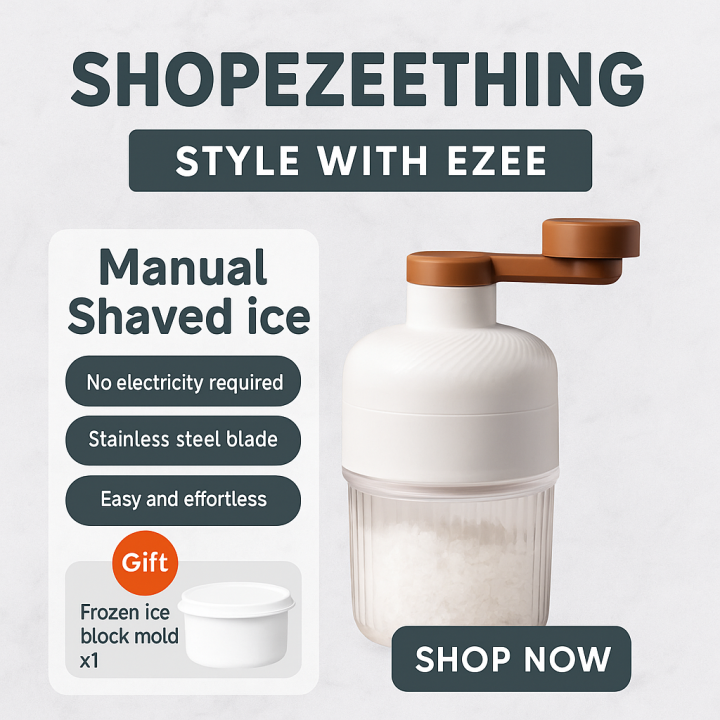 Manual Ice Crusher Machine - Portable Shaved Ice Maker with Ice Box ...