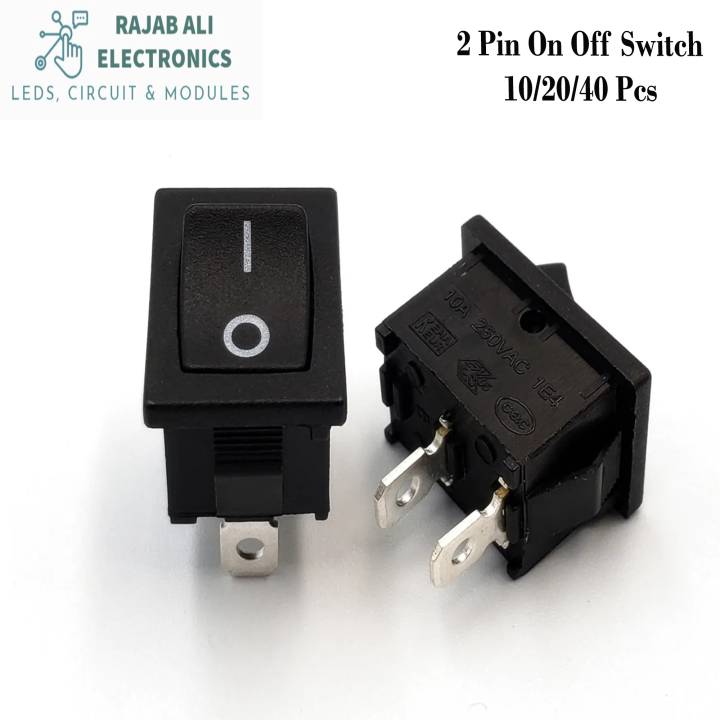 10/20/40 Pieces Black 2 Positions ON-OFF 2Pin SPST Panel MIni Rocker ...