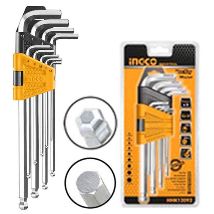 Ingco 9pcs Ball Point Hex Key set 1.5mm-10mm (extra long arm) | Daraz.pk