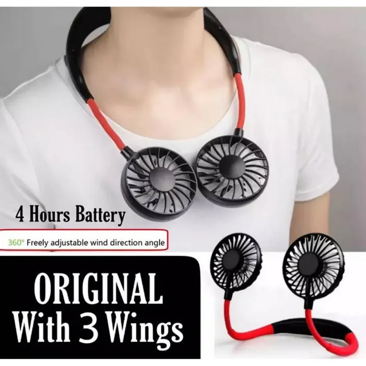 Portable USB Rechargeable Neckband Lazy Neck Hanging Style Dual Cooling ...