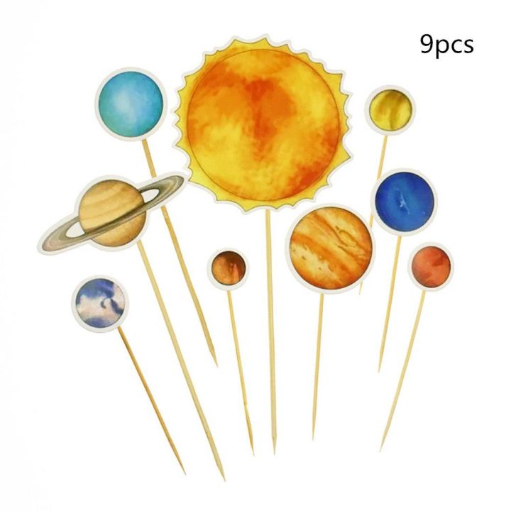 7/9pcs Boys Girls Party Supplies Solar System Homemade planet Cupcake ...
