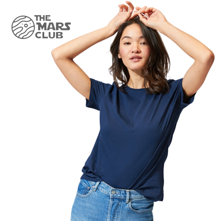 Fine Cotton The Mars Club Short Sleeve T-Shirt for Women with Round Neck Design, Classic Style ...