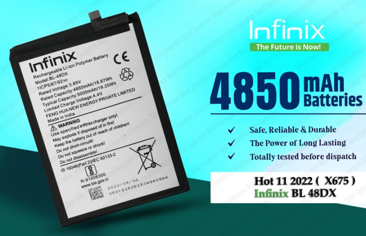 Infinix Hot 11 2022 X675 Battery Replacement BL-48DX Battery with ...