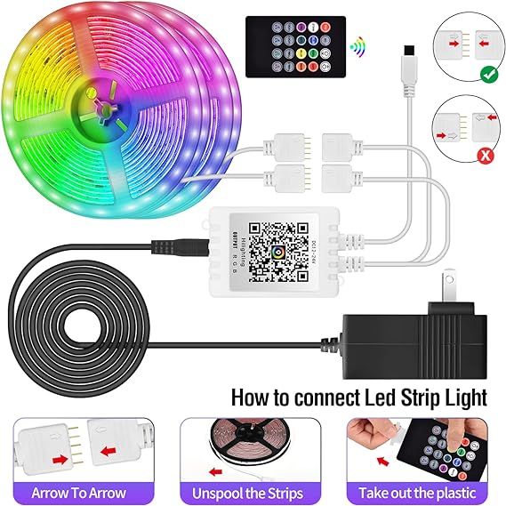 Dynamic Life RGB LED Strip Lights 15 Feet Self-Adhesive Waterproof ...
